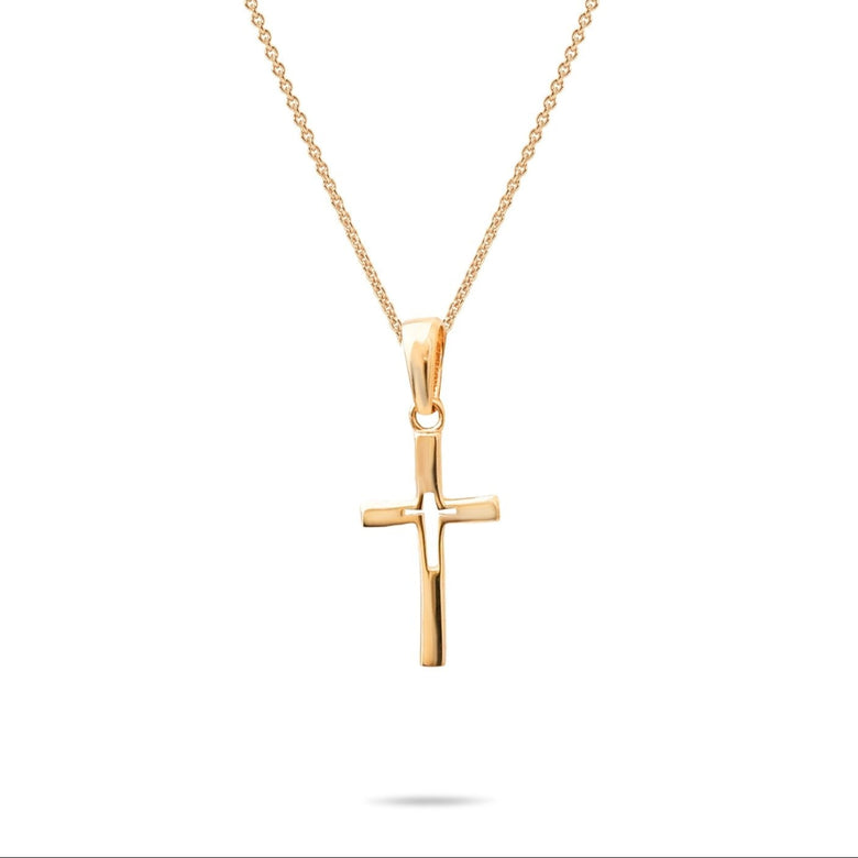 14ct Gold Minimalist, Tiny Cross Pendant Solid Gold Cross